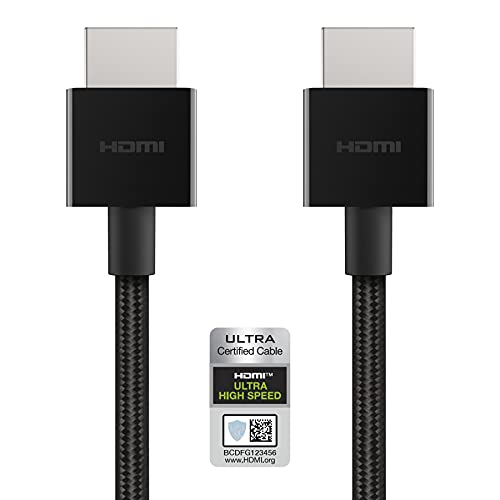 Belkin Ultra HD HDMI 2.1 Cable 6.6FT/2M, 4K Ultra High Speed HDMI Cable, 48Gbps HDMI 2.1 Braided Cord, Dolby Vision HDR & 8K@60Hz Capable, Compatible w/ Playstation, PS4, PS5, Xbox Series X & More