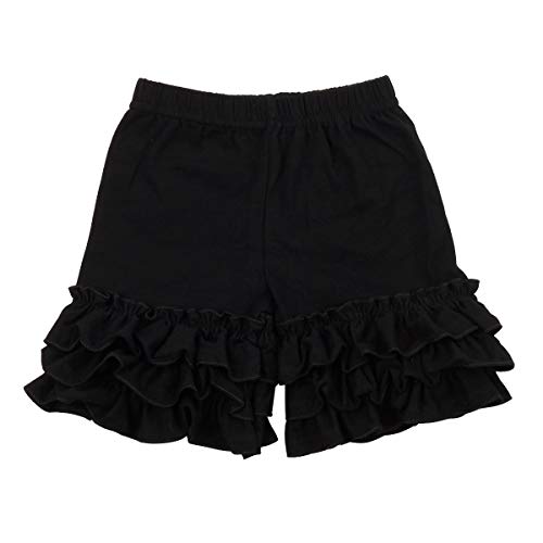 Slowera Baby Toddler Girls Cotton Icing Ruffles Shorts Pants (Black, M: 3-4 Years)