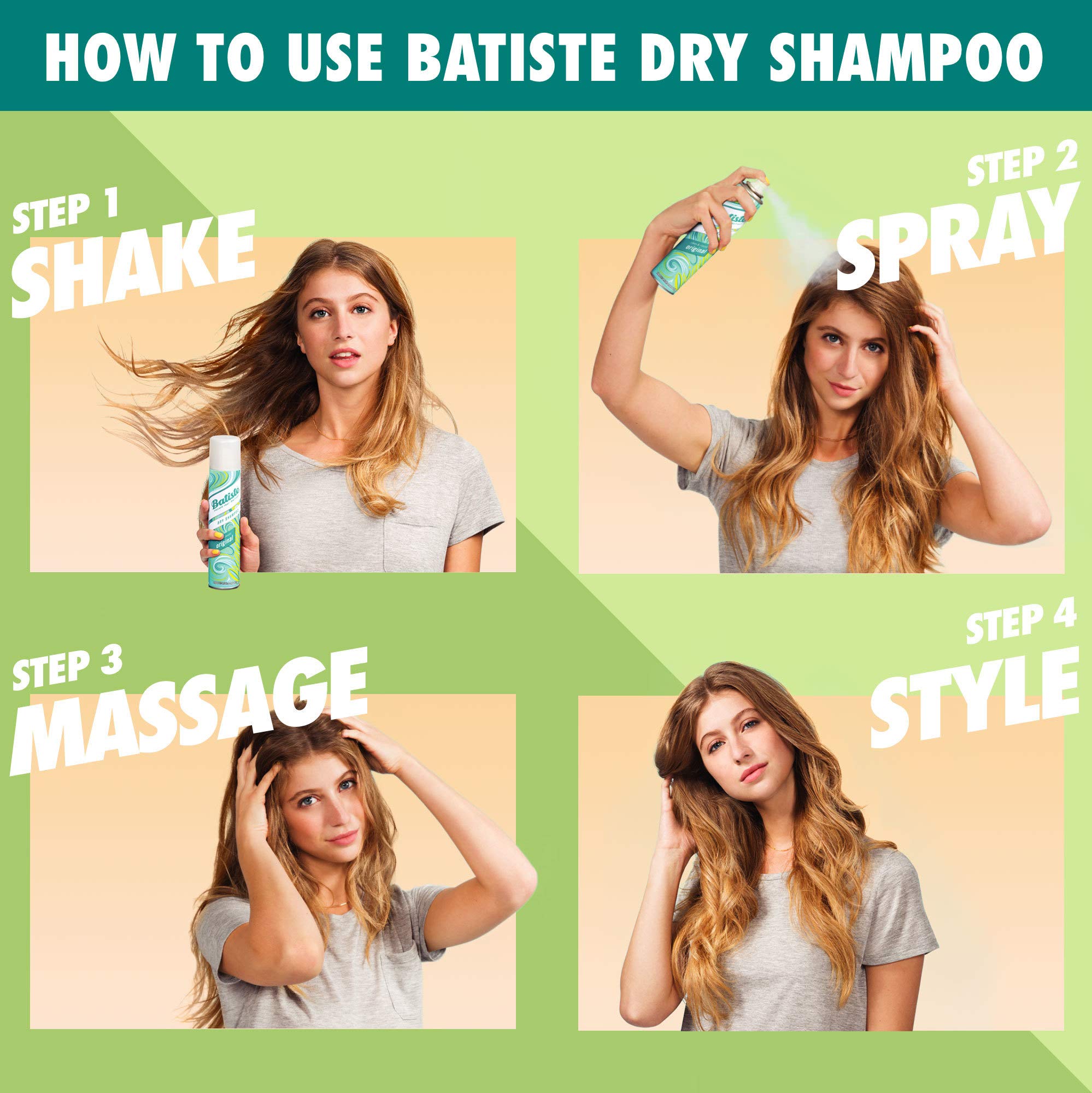 Batiste Dry Shampoo, Bare Fragrance, 200ml 120g (Pack of 3)