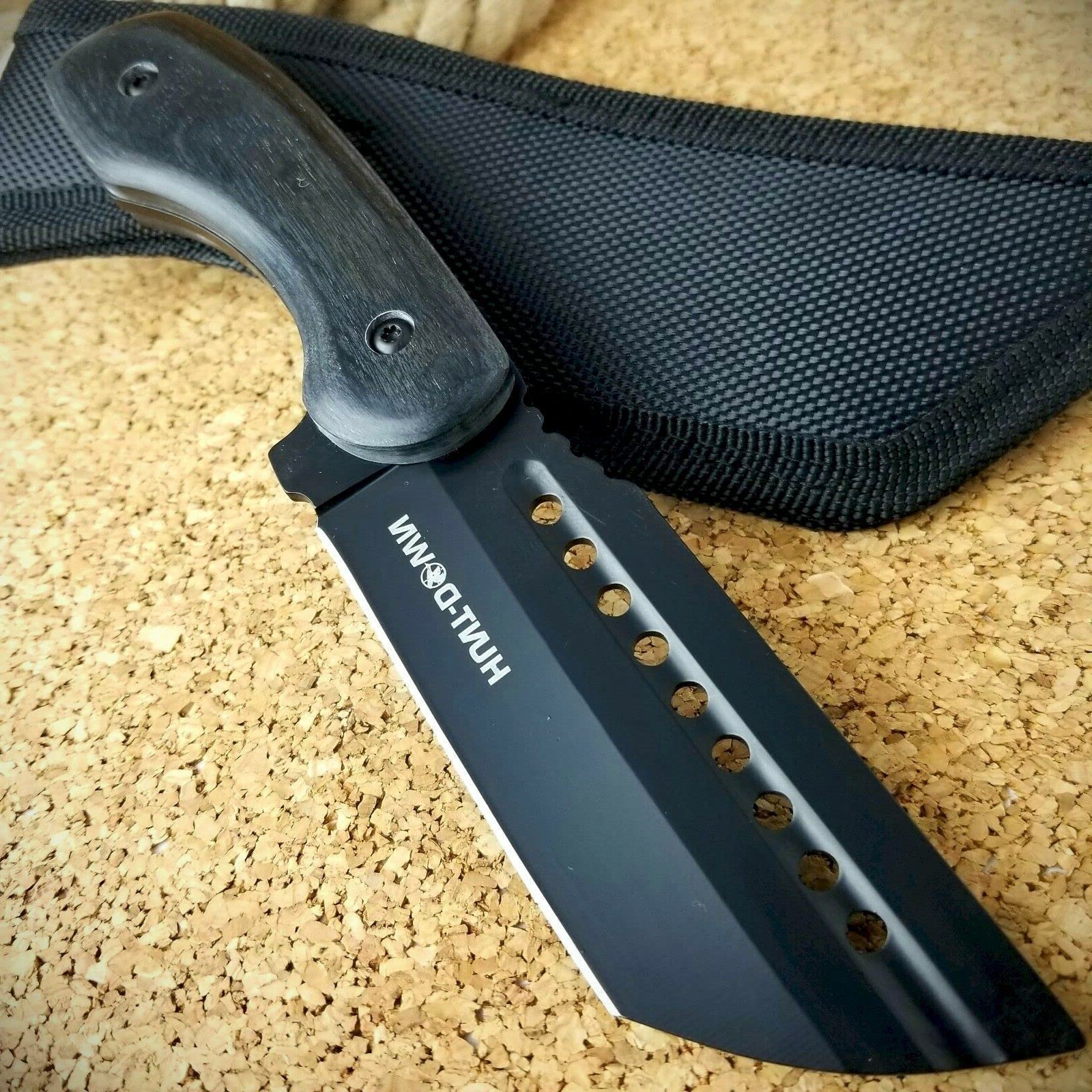 7.5" Fixed Blade Cleaver Hunting Knife Full Tang Survival Wood Handle Sheath