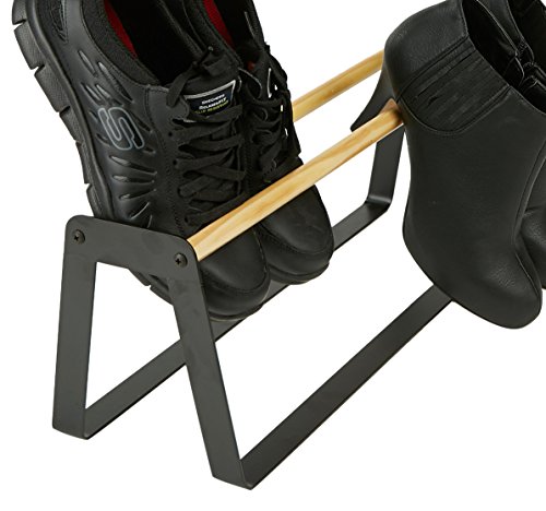 Mind Reader Shoe Rack, Slipper Rack, Shoe Organizer Stand for Heels and Sneakers, Black