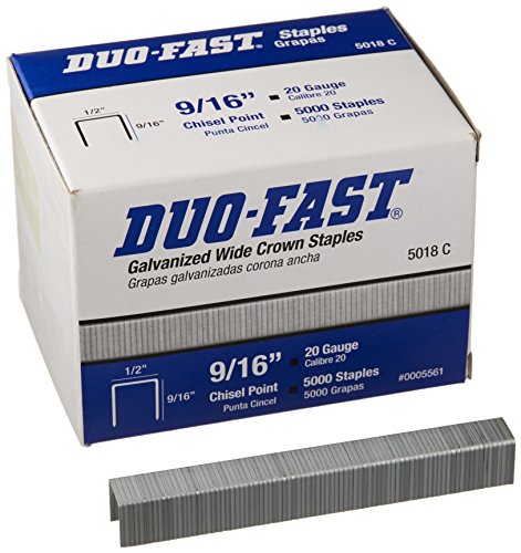 Duo Fast 5018C 20 Gauge Galvanized Staple 1/2-Inch Crown x 9/16-Inch Length, 5000 Pack