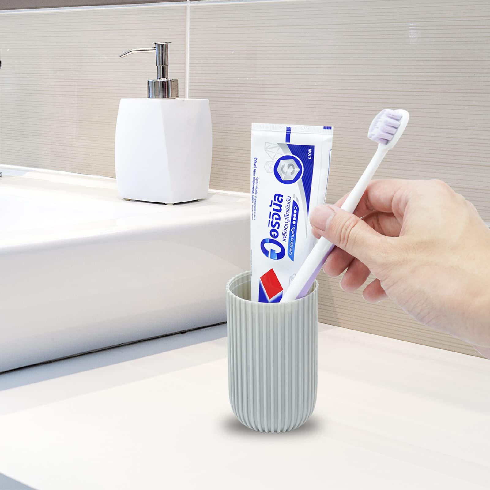 Jeopace Toothbrush Cup Portable Toothbrush Holder Multifunction Travel Cup Organizer Toothbrush Case and Carrier for Bathroom School Business Trip 2Pack