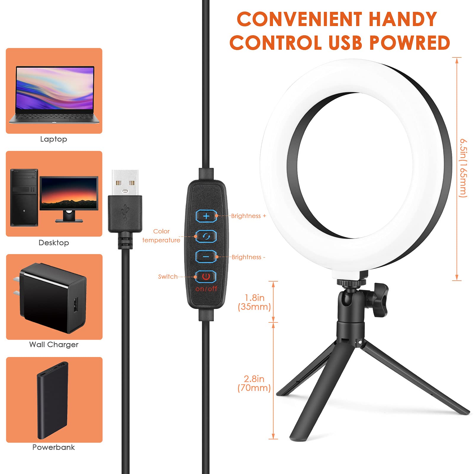 6" Ring Light Clip On, Video Conference Lighting, Laptop Light for Computer, Webcam Lighting, Zoom, Selfie, Remote Working, Distance Learning, YouTube, TikTok