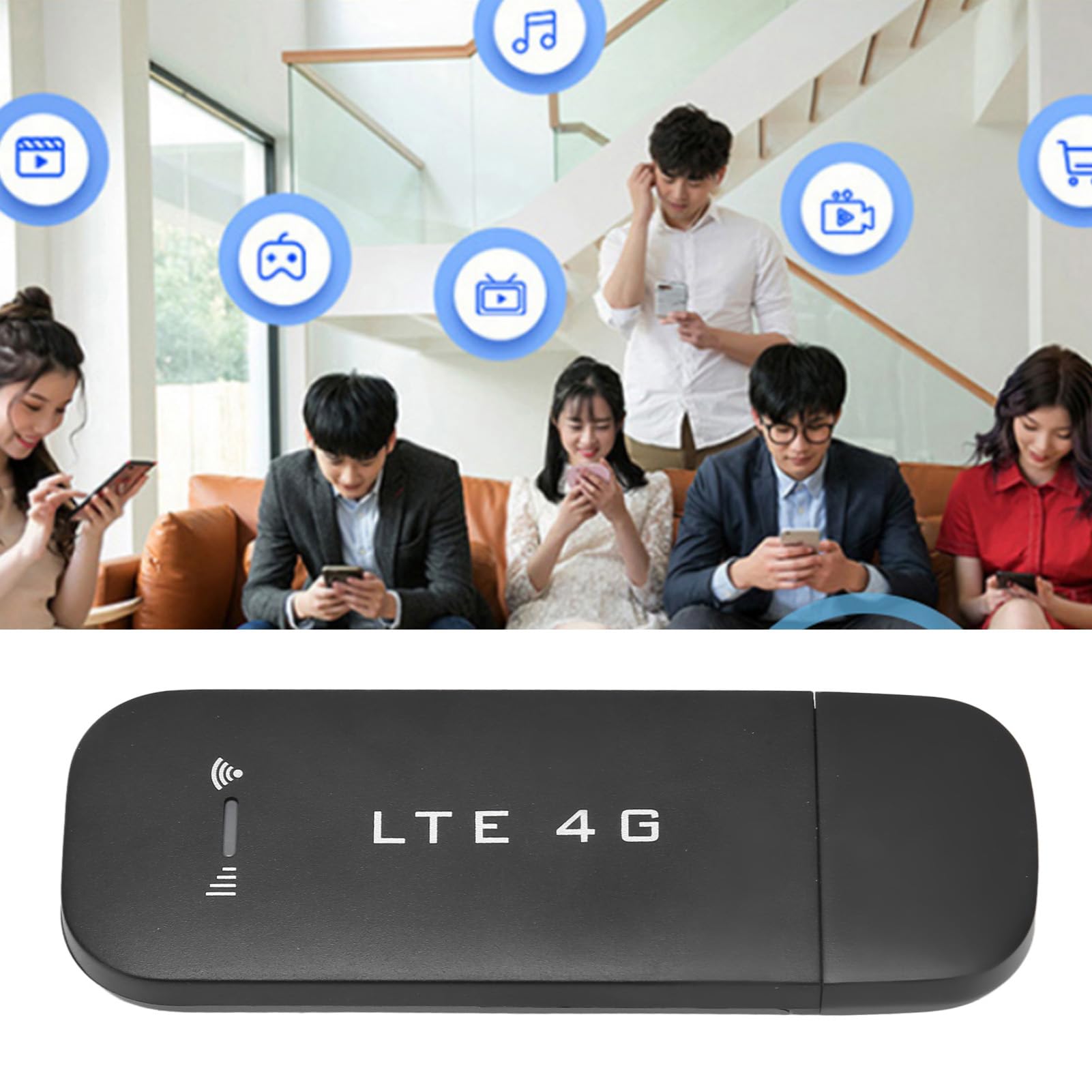 4G Router, 4G LTE USB Portable Router Pocket Mobile Network Hotspot, Support 10 Devices,USB Modem Wireless Network Smart Router with SIM Card Slot, for Car Outdoor (Black)