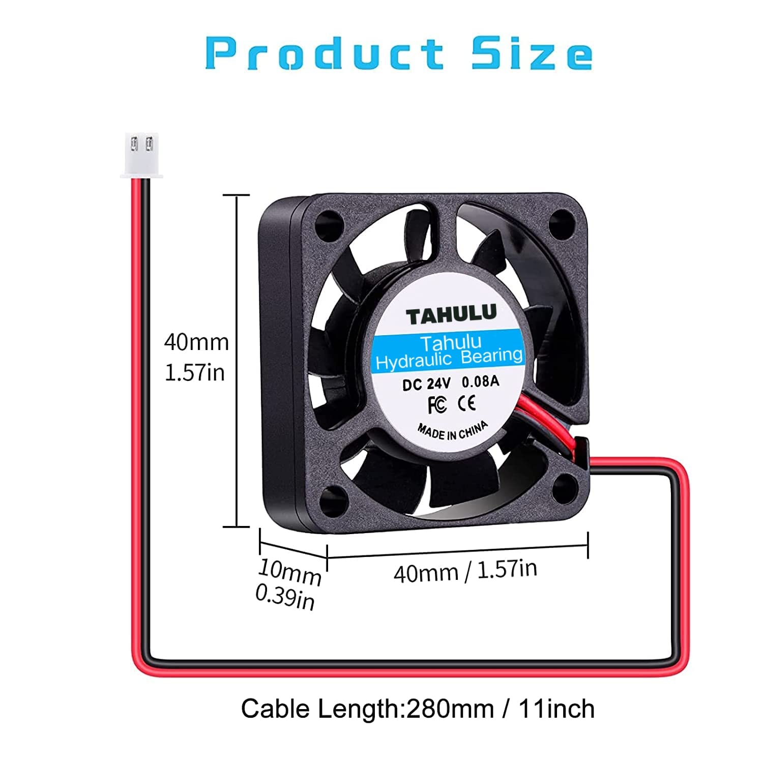 4pcs 3D Printer Fan 12V, 40mm 12 Volt Fan 0.08A DC Mini Quiet Cooling Fan 40X40X10mm Cable for 3D Printer, DVR and Other Small App liances Series Repair Replacement with 28cm
