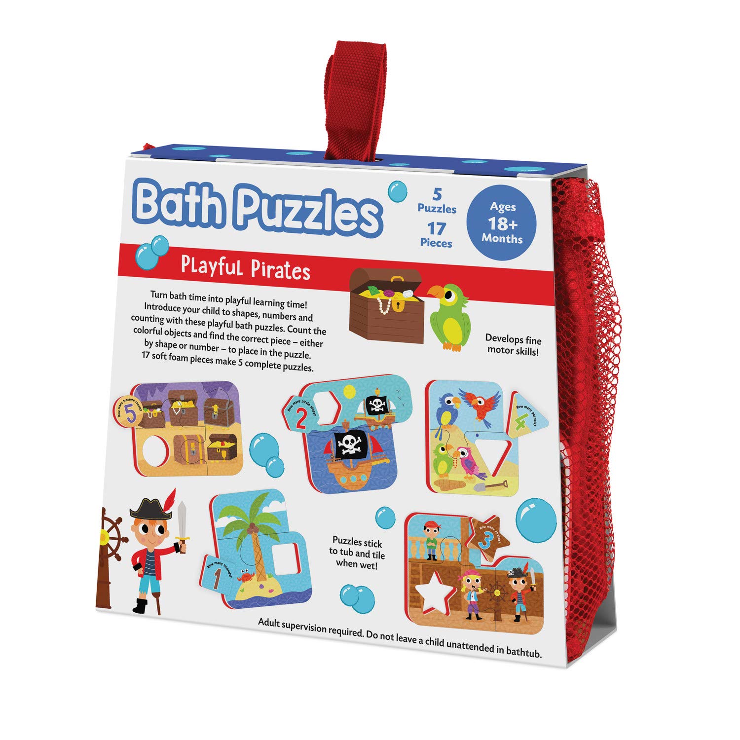 Peaceable Kingdom Playful Pirates Bath Puzzles - Bath Toys for Toddlers β Foam Bath Puzzles for Kids - Fine Motor Skills (17 Pieces, 5 Puzzles)
