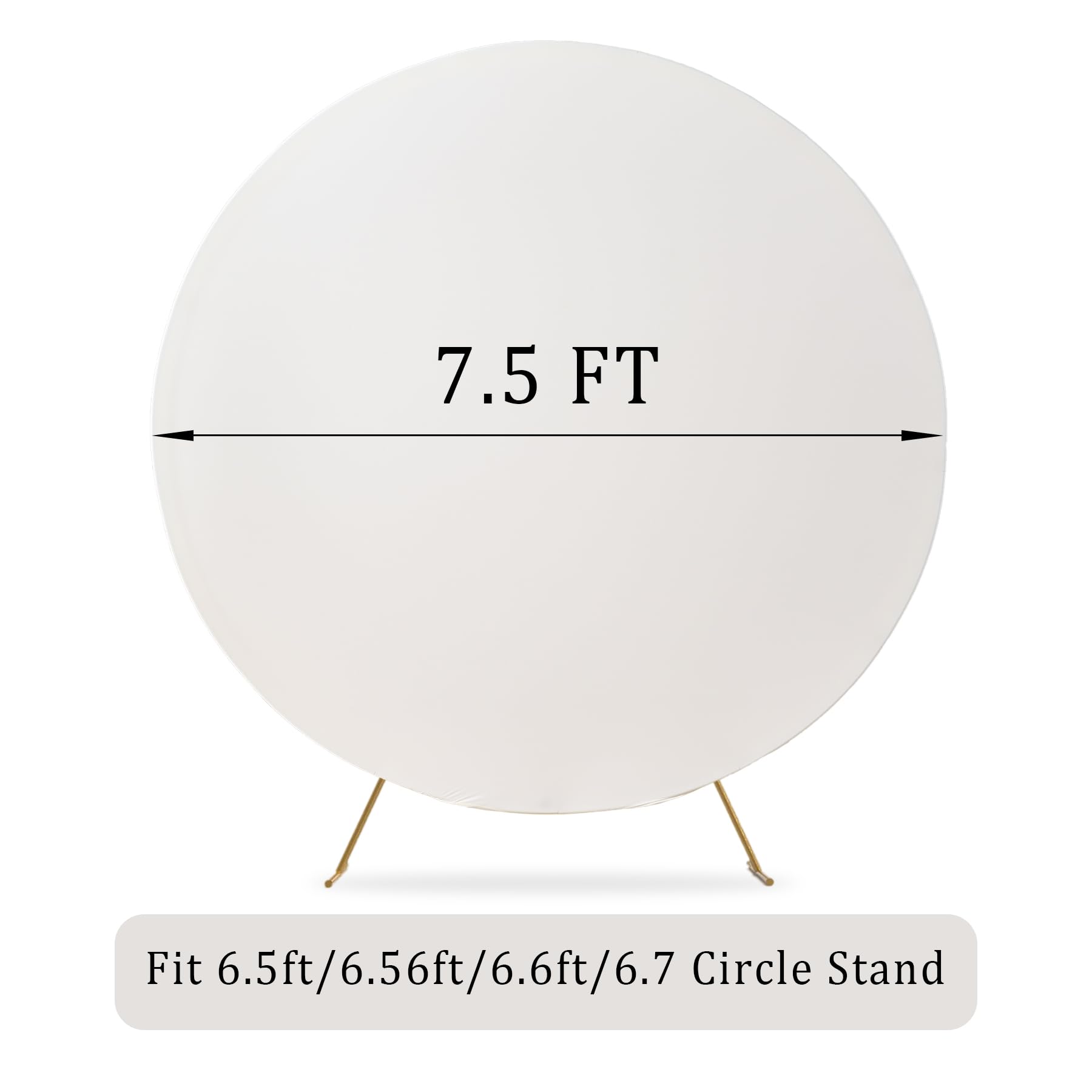 7.5ft Ivory Round Backdrop Cover Suitable for 7.5ft Circle Stand,Polyester Pure Ivory Birthday Party Wedding Photography Circle Arch Backdrop Cover