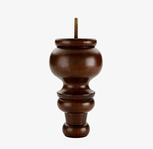 7" Turned Tapered Dark Walnut Furniture Legs - Set of 4