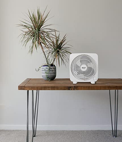 Comfort Zone CZ9BWT Portable 9" 3-Speed Quiet Box Fan for Home, White