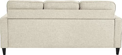 Serta Harmon Square Arm Reversible Sectional Sofa Living Room, Modern L-Shaped 3 Seat Fabric Couch, Cream
