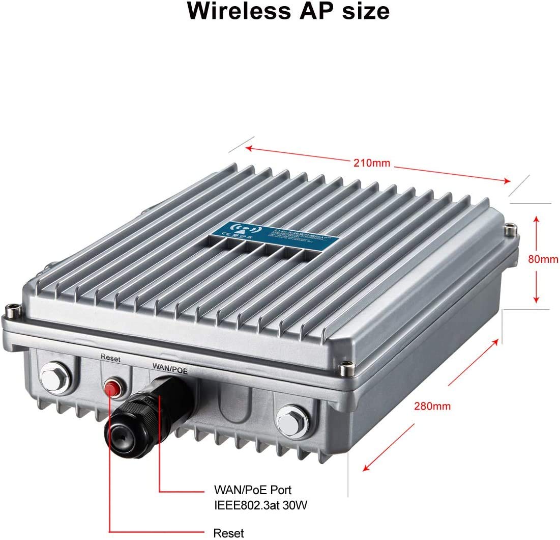 E-link 802.11AC 1200Mbps High Power Outdoor IP67 WiFi Base Station Wireless Access Point Industrial Grade Waterproof 2.4G /5G Dual Band Wireless AP with 802.3at POE Input(Antenna Not Included)