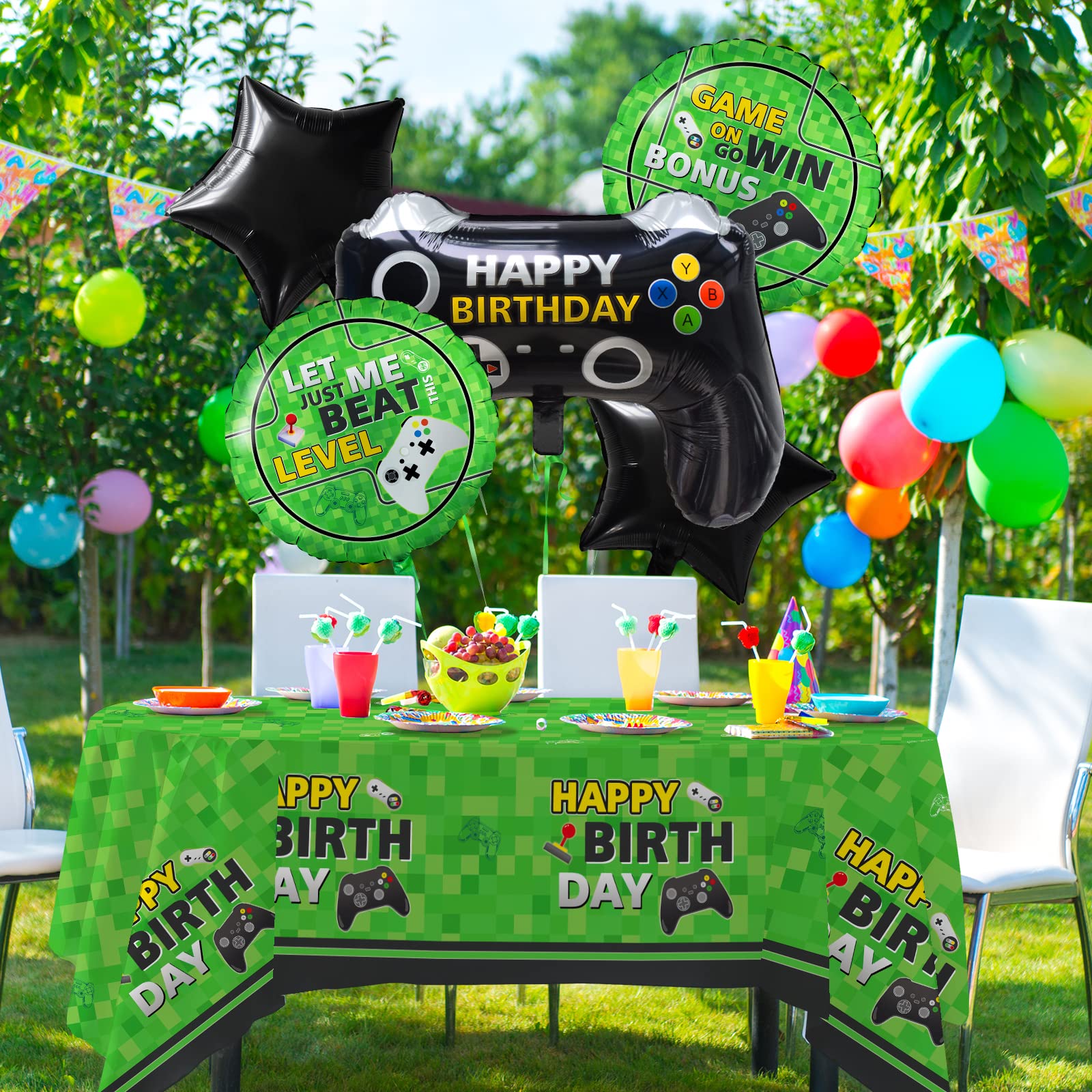 5 Pcs Video Game Party Decoration, Level Up Birthday Balloons,Video Game Foil Balloon for Game On Birthday Party Supplies