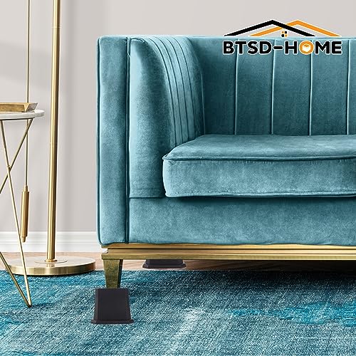 BTSD-home Bed Risers 2, 3 or 4 Inch Heavy Duty Furniture Risers Adjustable Dorm Bed Lifts Risers Table Desks Legs Blocks 4 Pack Black