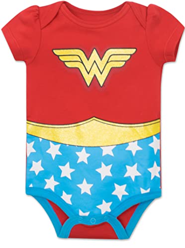 WARNER BROS Justice League Newborn Baby Girls 5 Pack Cosplay Costume Bodysuits Logo Girls 0-3 Months