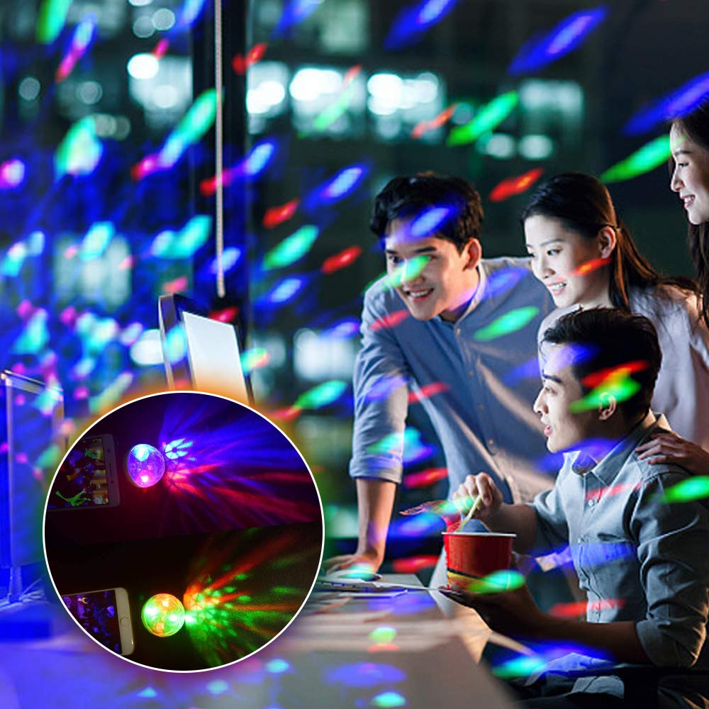 4Pack USB Mini Disco Ball Light, Sound Activated Party Lights DJ Strobe Light for Halloween toys Favors,Parties,Karaoke,Wedding,Birthday DJ Bar,Led Car USB Atmosphere Light (White)