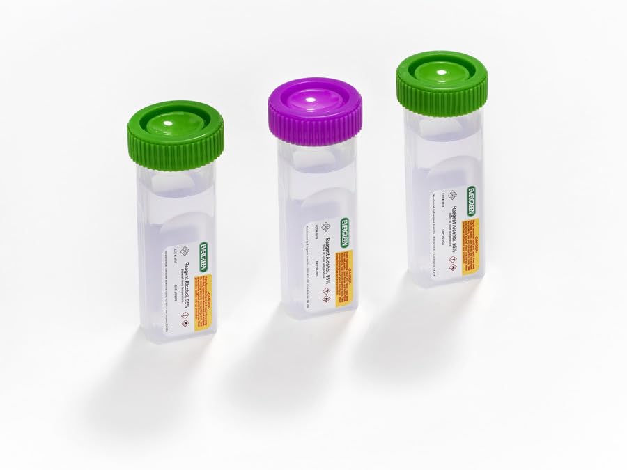 Caplugs Evergreen 240-5440-G8K Pap Series – Disposable Slide-Fix Jars with Green Screw-Cap, 25 Pack, Natural Polypropylene Co-Polymer (PPC), 4 Slides, 30 mL, Pap Smear, FNA Biopsies, Small Samples