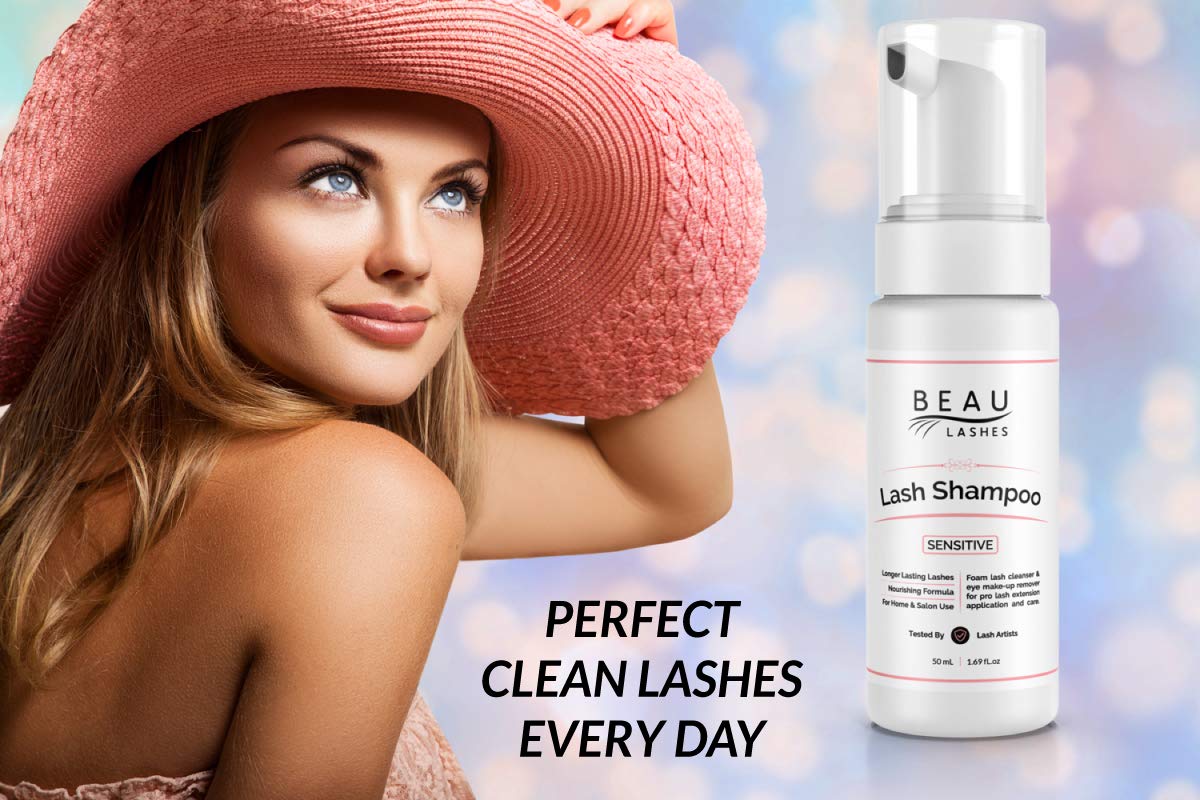 Korean Eyelash Extension Foam Cleanser Shampoo & Brush (50ml) - Oil Free Sensitive Paraben & Sulfate Free Eyelid/Lash Foaming Wash Cleaner To Remove Makeup & Mascara - Ideal For Salons And Home Care