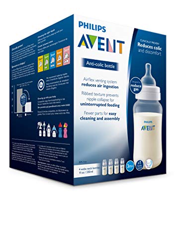 Philips Avent Anti-Colic Baby Bottle 11oz, 4pk, SCF406/44