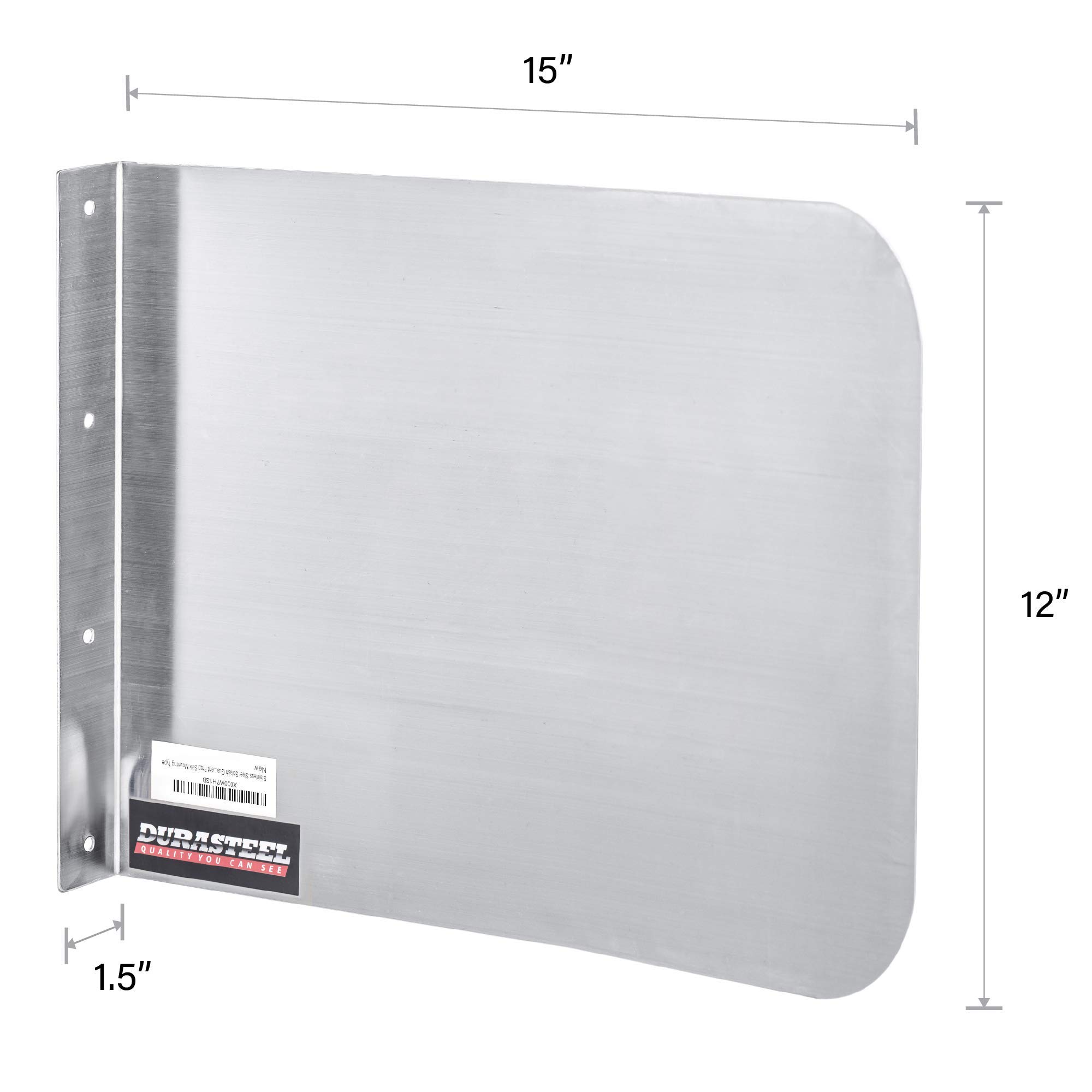 DuraSteel Stainless Steel Splash Guard-15" x 12" Wall Mount Commercial Shield Kitchen Safety & Hygiene Cooking Splatter Screen-Ideal for Hand, Prep, Utility Sink, Silver