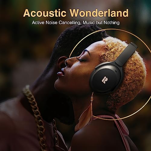 Bluetooth Headphones, Premium Active Noise Cancelling Wireless Headphones Over Ear, 50H Playtime, Hi-Res Audio, Deep Bass, Memory Foam Ear Cups for Travel, Home Office