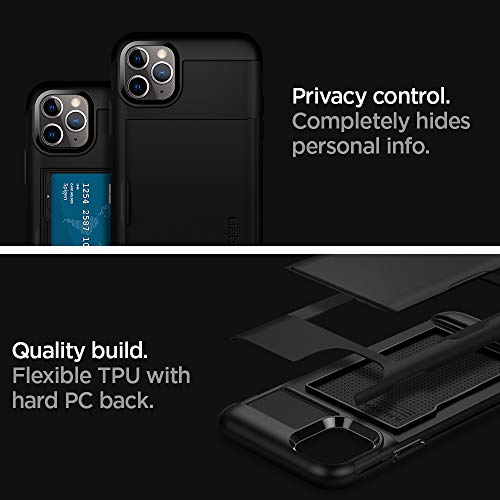 Spigen Slim Armor CS Compatible with iPhone 11 Pro Max Case, 2-Piece Card Slots TPU Mobile Phone Case for iPhone 11 Pro Max Case Black 075CS27139