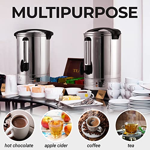 Zulay Premium 100 Cup Commercial Coffee Urn - Stainless Steel Large Coffee Dispenser For Quick Brewing - Automatic Hot Water Dispenser - Ideal for Large Crowds - Coffee Dispenser For Any Occasion