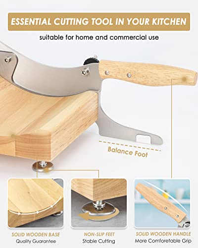 Moongiantgo Biltong Slicer Chinese Medicine Radiused Beef Jerky Cutter, 0-0.5β Adjustable Thickness, Wooden Base Herb Root Cutting Machine for Ginseng Antler Gastrodiae Maca Ganoderma