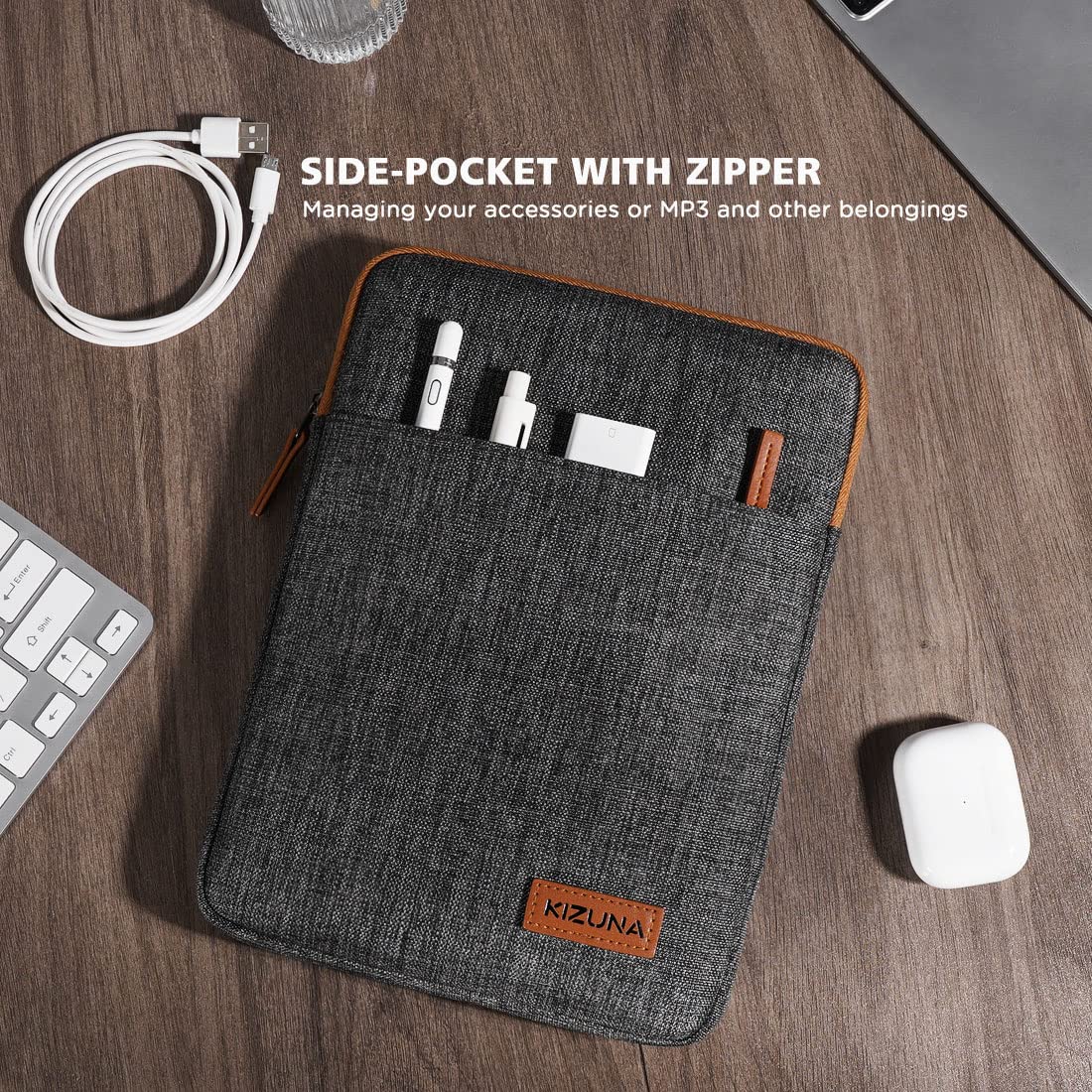 KIZUNA 8 Inch Tablet Sleeve Case Shockproof Water-Resistant Bag for 7.9" Tablet/iPad Mini 4 3 2/Samsung Galaxy Tab A/ 8" Pro/Tab 3 7.0 Lite/S2 8/E 8, LG Huawei M5/ASUS ZenPad Protective Bag - Brown