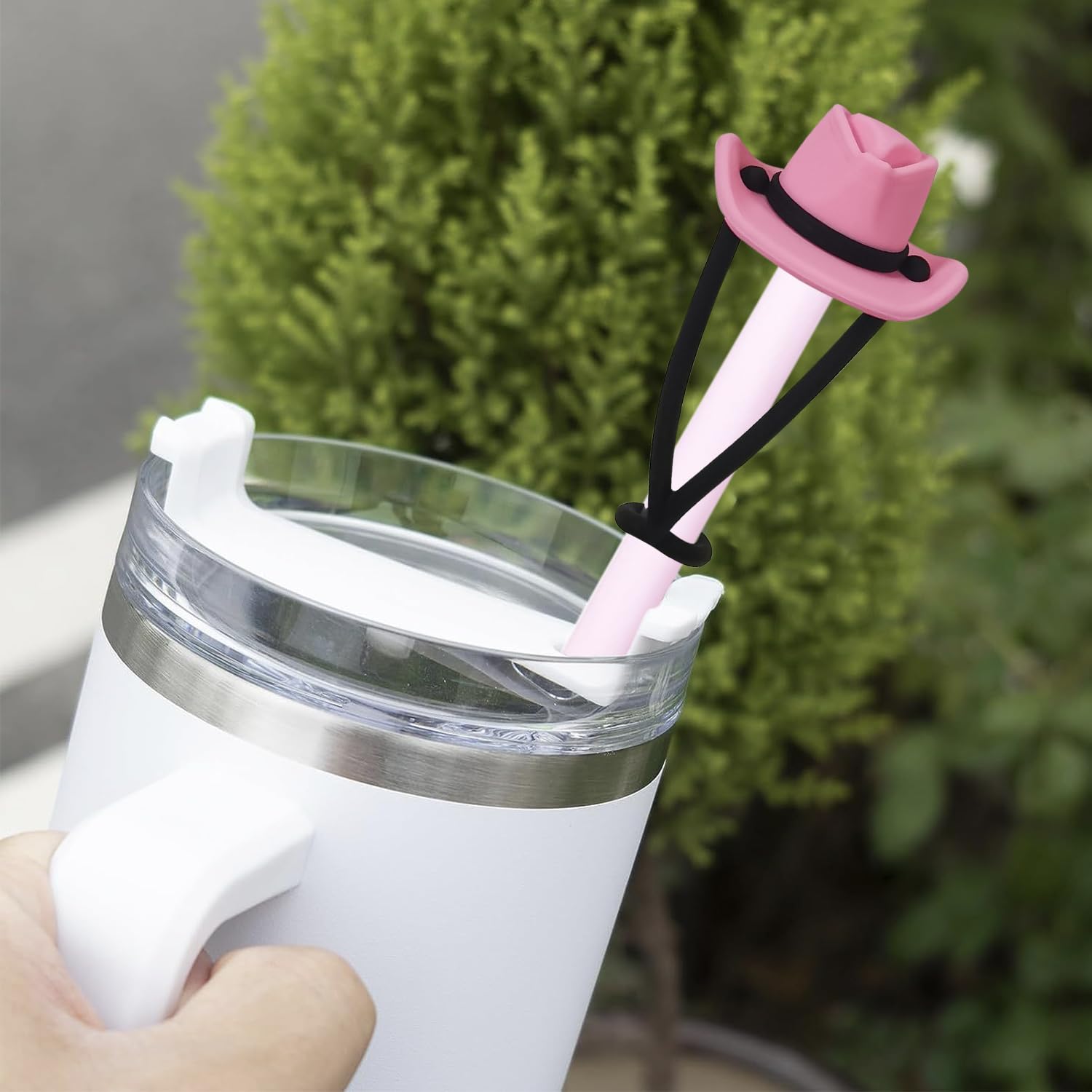 4PCS Silicone Cowboy Hat Straw Covers Toppers for Stanley Cups 30&40 Oz Tumbler Accessories,Silicone Straw Caps Reusable Straw Tips Protectors for Stanley Cup 10mm 0.4in Straws