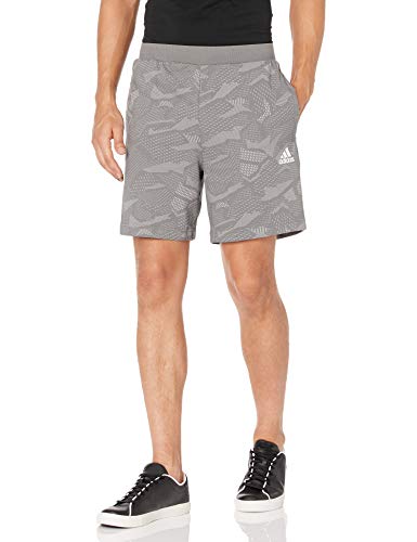 adidas mens Essentials All Over Print Shorts Solid Grey/White X-Large