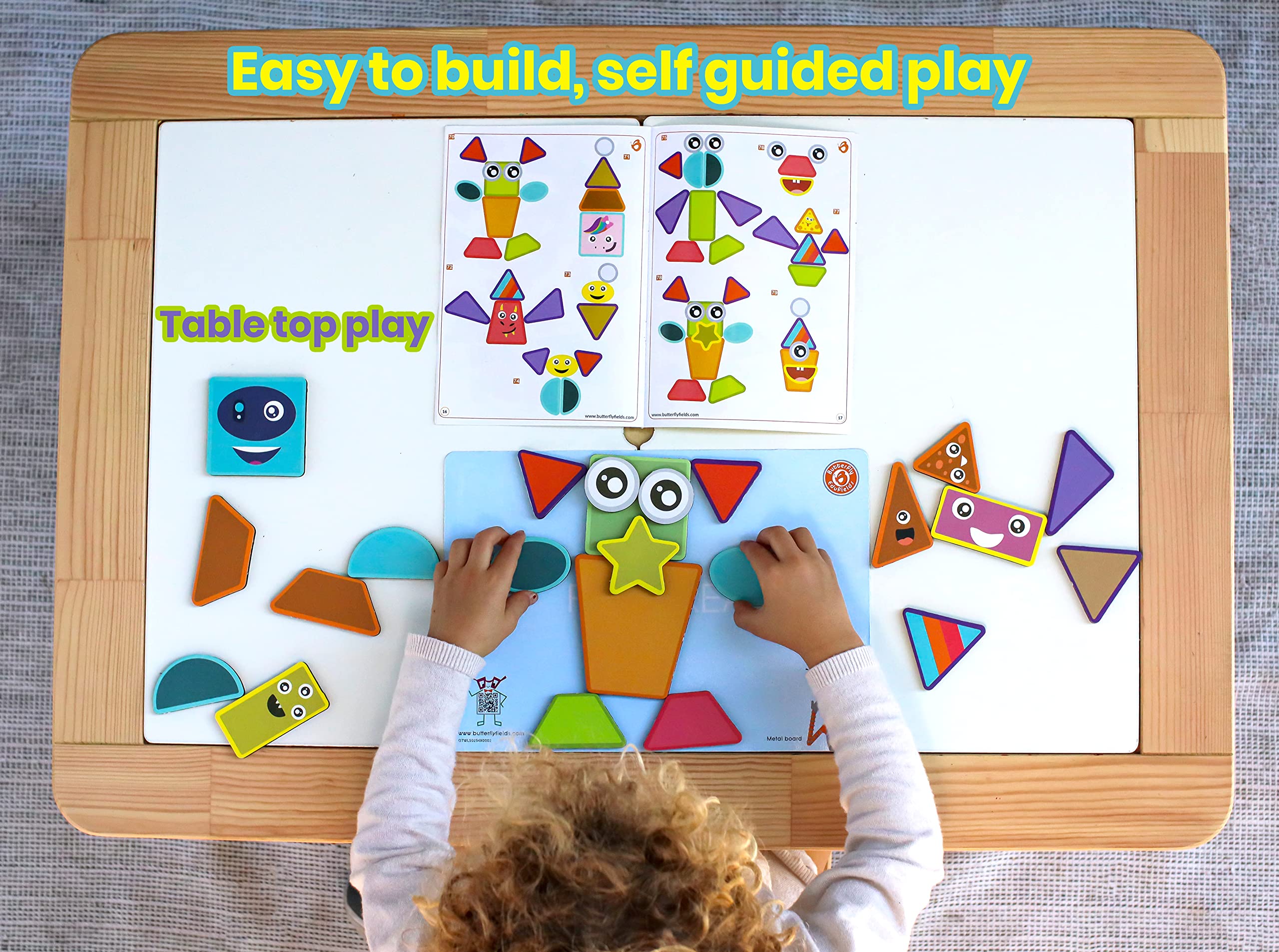 ButterflyEdufields 100+ Magnetic Puzzles for Kids 3 4 5 Years Old | Mix & Match Fun Shapes & Emoticons 100+ Play Challenges | Creative Birthday Gift for Kids