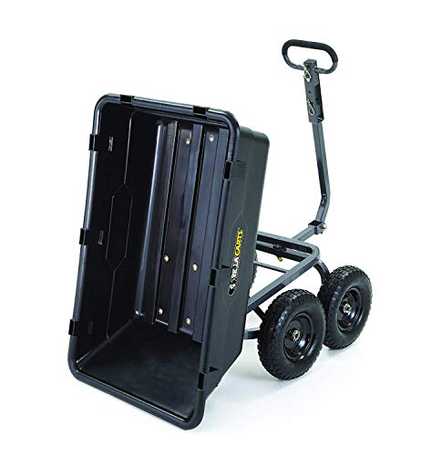 Gorilla Carts GOR6PS Poly Yard Dump Cart, Heavy-Duty Convertible 2-in-1 Handle, 1-(Pack), Black