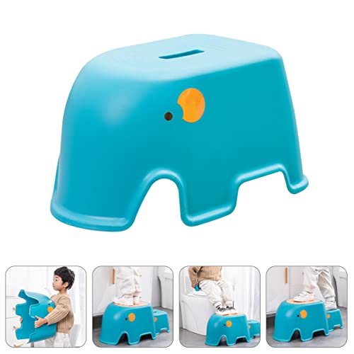 HONMEET 2pcs Chairs Stool Textured Sitting Toilet Room Minimalist Plastic Bathroom Bedroom Practical Home Cartoon Toddler Kitchen Mini Safety Creative Potty Elephant Cute Step Loft