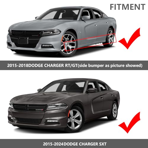 4Pcs Car Black Mud Flaps Mudguard Fender Cover Trim Replace for 2015-2023 2024 Dodge Charger SXT and 2015-2018 Charger GT/RT