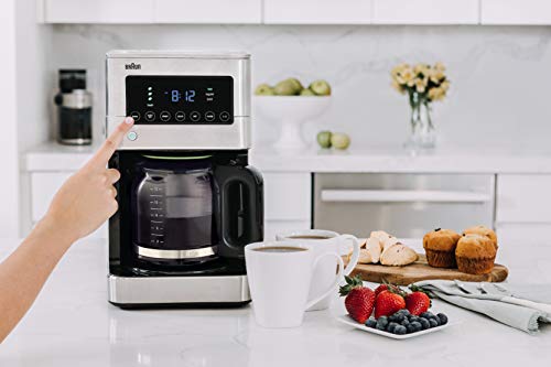 Braun Brew Sense 12 Cup Touch Screen Drip Coffee Maker Machine with Brew Strength Options, 2 Hour Shut Off and 24 Hour Timer, Stainless Steel