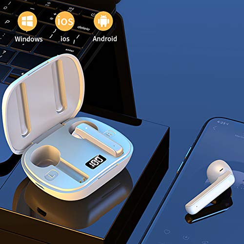 Sunffice Bluetooth Earbuds, Wireless Bluetooth 5.0 Headphones in Ear Earpieces with Charging Case,Hands-Free Headsets with Mic, LED Power Display,Touch Control Earphones for iPhone and Android(White)
