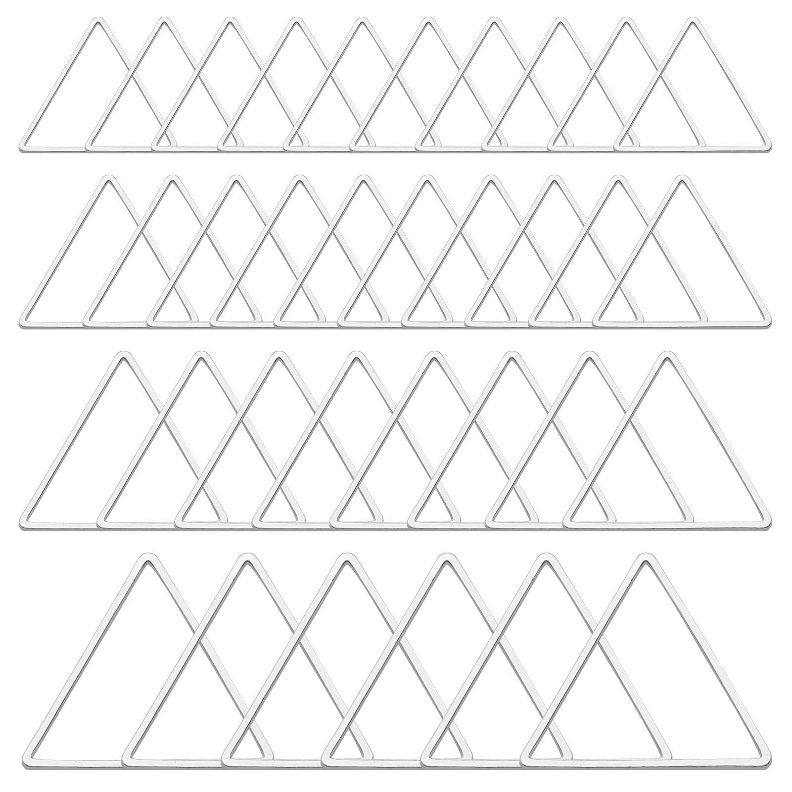 70Pcs Triangle Earring Beading Hoop,4Sizes Silver Earring Bead Connector Links Open Bezels Linking Rings Earrings Pendant for DIY Jewelry Making Finding,Earring Necklace,Crafts Supplies