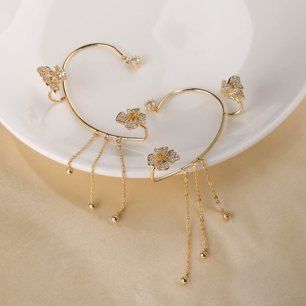 4PCS Women's No Pierced Ear Clips Butterfly Flower Flying Swallow (4PCS Butterfly Flower Ear Clips)