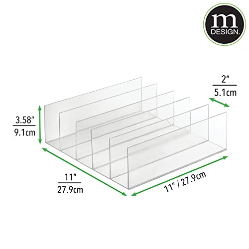 mDesign Plastic Purse Organizer for Bedroom Closet, Shelf Storage - Holds Woman's Purse, Hanging Bag, Zipper Handbag, Tote, Perfect for Space Saving - 5 Sections - Lumiere Collection - Clear