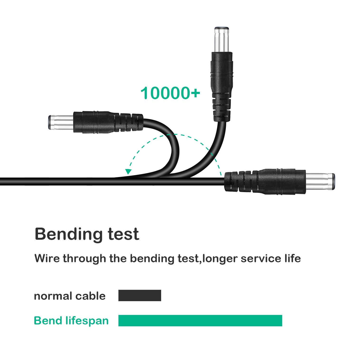 XINYUWIN 5FT USB to DC 5V Power Cable 5.5 * 2.1mm Barrel Jack with 10 Connectors Adapter for HUB Splitter, LED Lights, Router, Mini Fan, Speaker Etc.