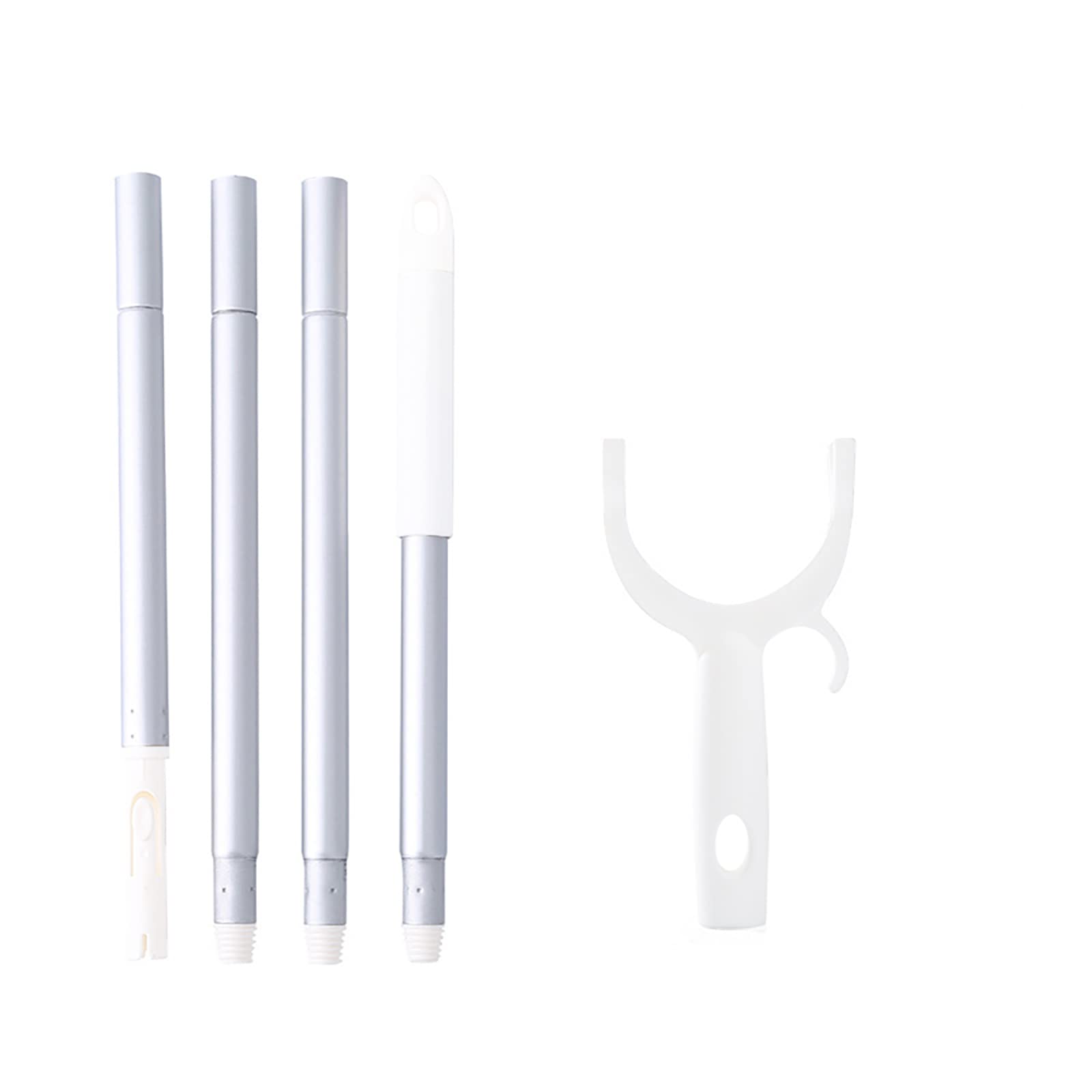AGOEIN 4 Section Connecting Aluminum Pole with Hook Handle,Adjustable from 26 to 47.5-Inch, White