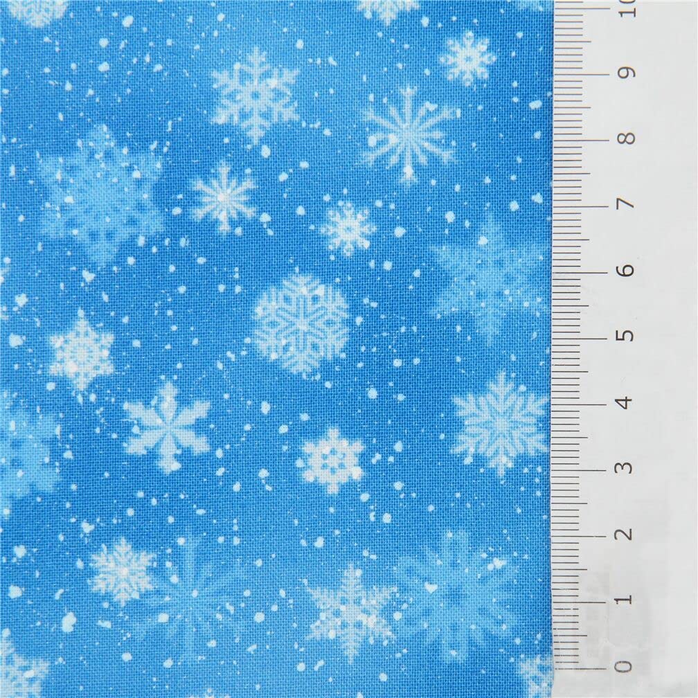 Elizabeth's Studio Landscape Medley blue Christmas fabric with snowflake pattern (per 0.5 yard)