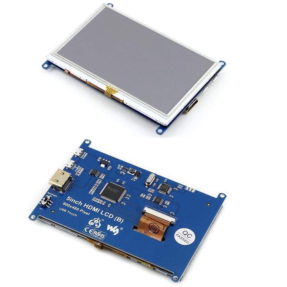 5inch HDMI LCD (B) for Raspberry Pi 800x480 Resolution Resistive TFT Touch Screen Display HDMI Interface for Raspberry Pi 3/2/1 Model B B+ A+ Zero, BB Black, PC Various Systems Windows 10/8.1/8/7
