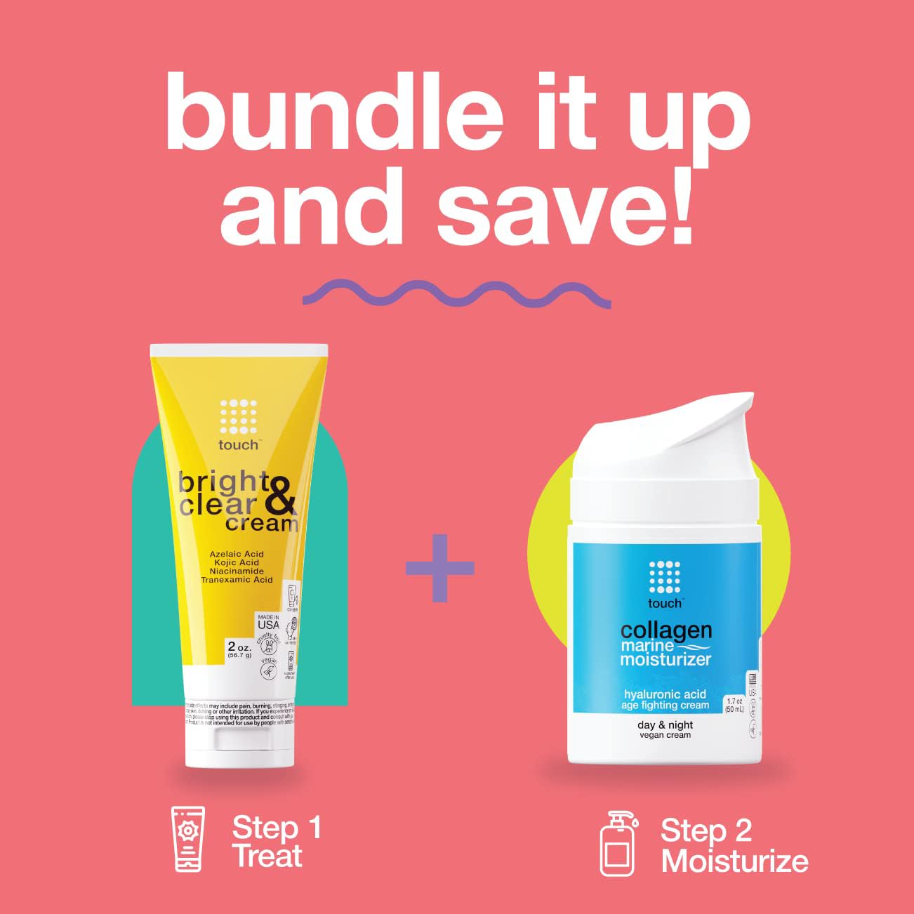 TOUCH Skin Bright Cream for Dark Spots on Face - Azelaic Acid with Kojic Acid, Tranexamic Acid, & Niacinamide β Age Spot, Sun Spot, and Melasma
