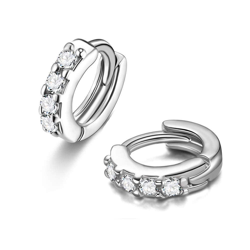 5mm Huggie Earrings 925 Sterling Silver Cubic Zirconia Tiny Hoop Earrings Cute Mini Forward Helix Cartilage Earring Hoop for Women