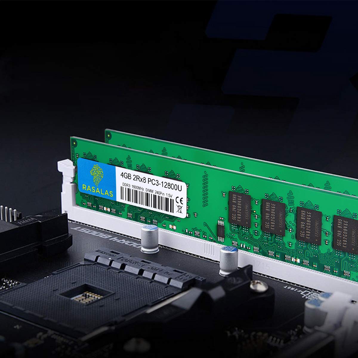 4GB DDR3 1600 MHz PC3-12800 CL11 Desktop Memory DIMM PC3-12800U Rasalas DDR3 4GB 2Rx8 Udimm 1.5V Dual Rank RAM 240-PIN for AMD Intel System Desktop Computer
