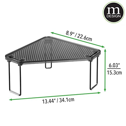 mDesign Plastic/Steel Corner Stackable Rack, Storage Organizer Shelf for Bathroom, Vanity, Countertop, Sink, Cabinet, Holds Makeup, Shower Accessories, Ligne Collection - 2 Pack - Black/Smoke Gray