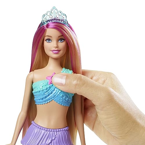 Barbie Dreamtopia Doll, Mermaid Toy with Water-Activated Light-Up Tail, Pink-Streaked Hair & 4 Colorful Light Shows
