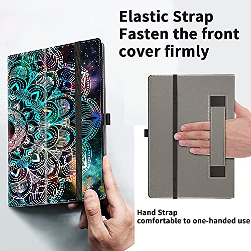 COOWPS Folio Case for Amazon Fire HD 10 (ONLY Fit 11th Generation, 2021 Release) and Fire HD 10 Plus Tablet - Slim Folding Stand Cover with Auto Wake/Sleep & Hand Strap, Mandala Flower